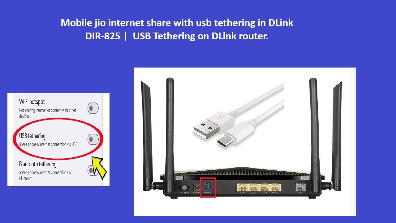 Mobile 5G internet share with usb tethering in DLink DIR-825 and also ...