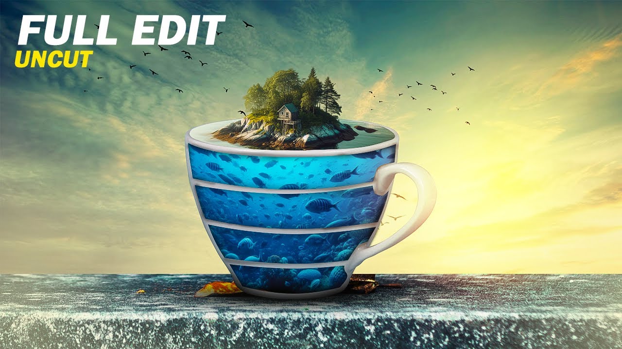 Cup & Island Photoshop Manipulation Full Edit Uncut - YouTube
