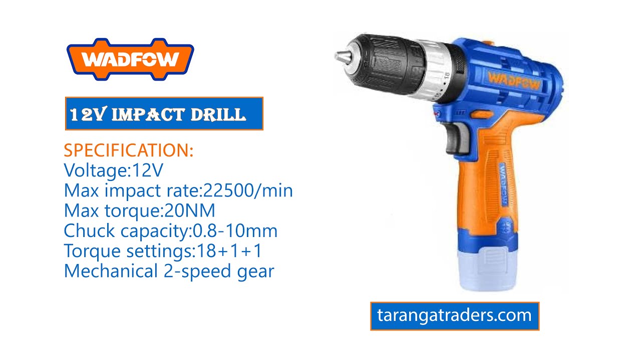 Wadfo 12v LITHIUM ION IMPACT CORDLESS DRILL WCDS540 - YouTube