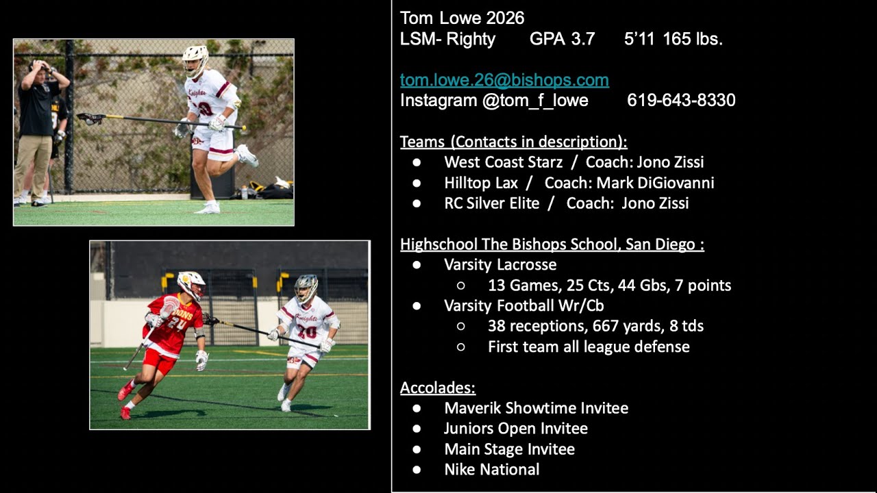 Tom Lowe 2024 Spring Lacrosse Highlights - YouTube