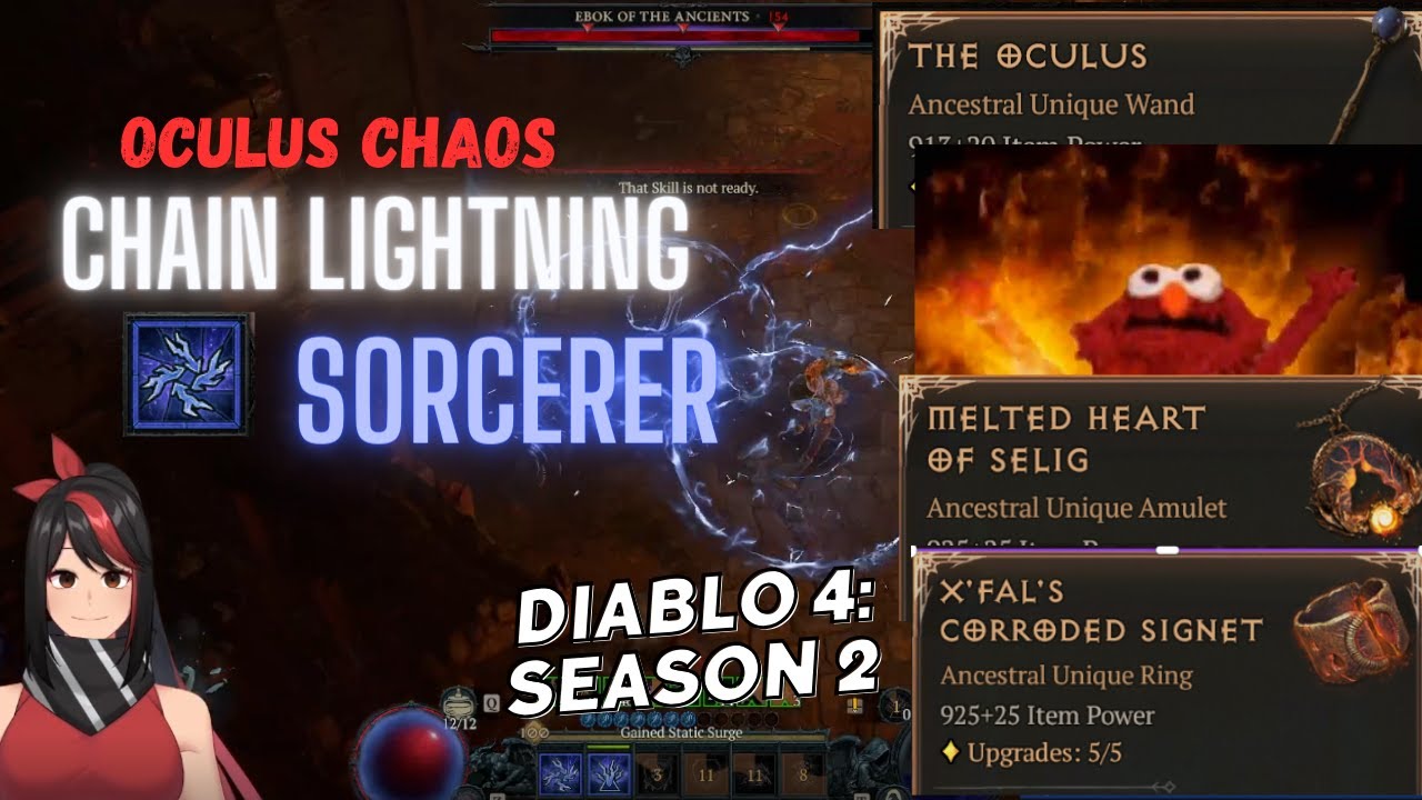 Diablo 4 Sorcerer Melted Heart of Selig Oculus Chain Lightning T100 Season 2 - YouTube
