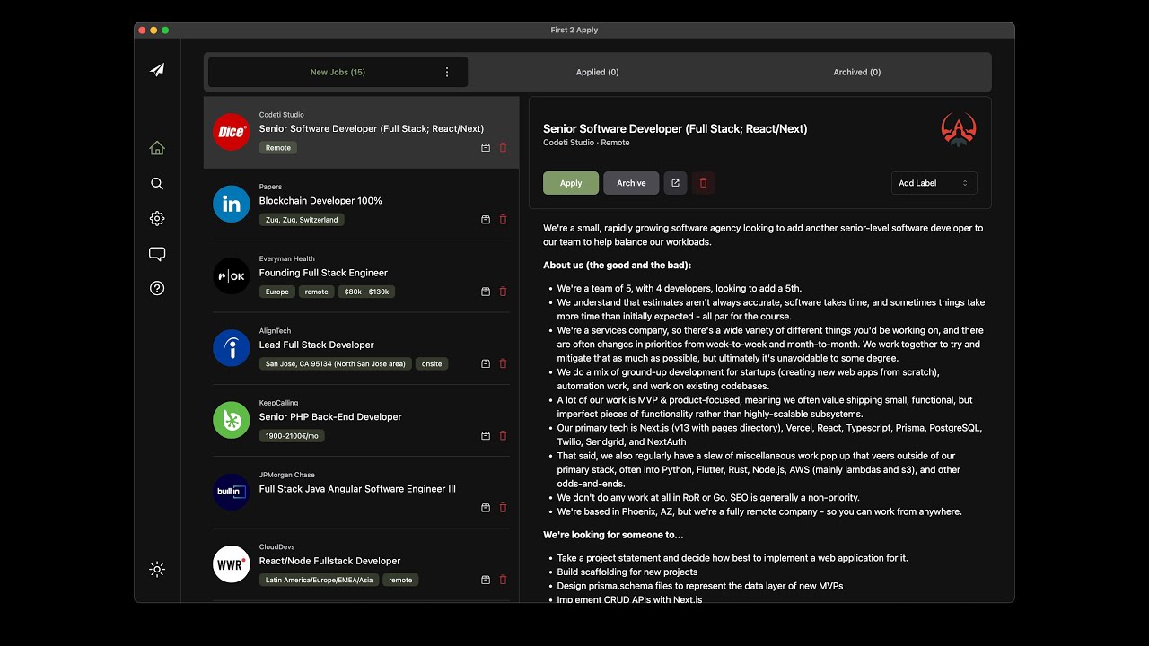 First 2 Apply - demo - YouTube
