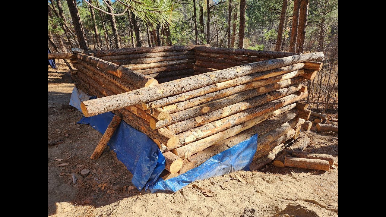 Small Log Cabin in the Woods Part 3 (Building the Foundation and Walls ...