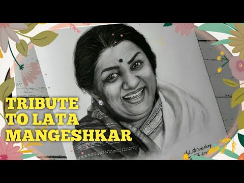 Lata Mangeshkar Drawing | Tribute to Lata Didi | How to draw Lata ...