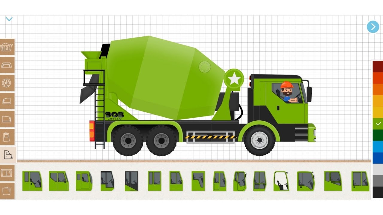 Labo Construction Truck | Green Cement Mixer Truck - YouTube