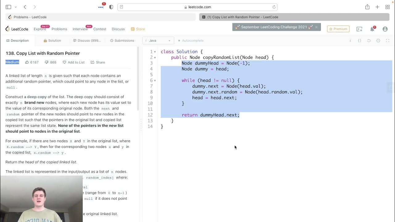 Leetcode Solution - 138 Copy List with Random Pointer - YouTube