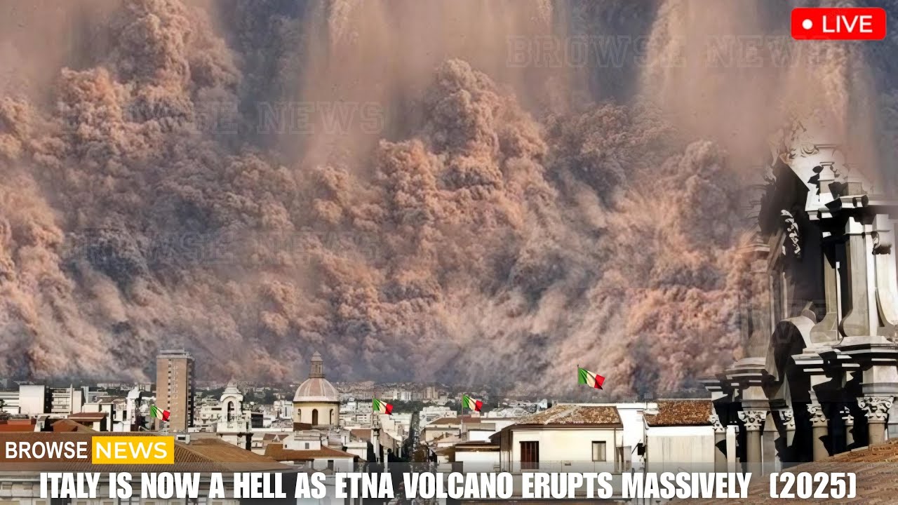 Terrifying: 2nd Eruption Etna Volcano - Ash Rain Bury Sicily Town ...