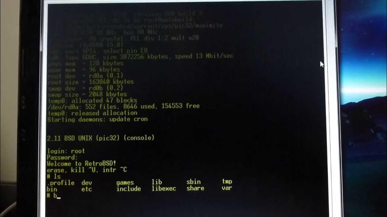 4105C module executing RetroBSD UNIX - YouTube