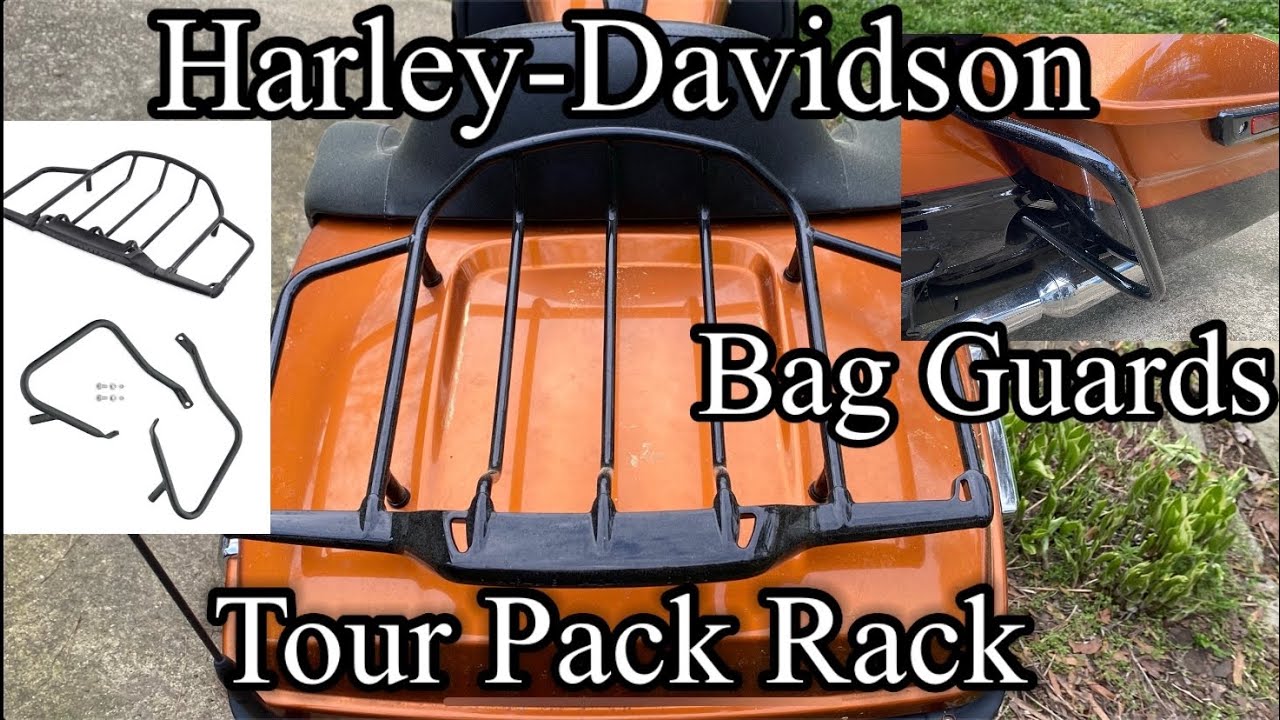 Black Harley-Davidson Tour Pack Rack & Bag Guards - YouTube