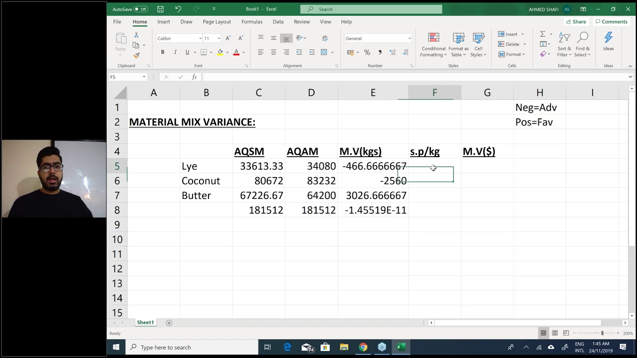 f5 variance on excel - YouTube