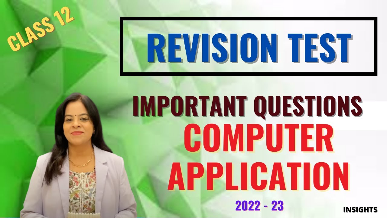 12th Std Computer Application - Important Questions for Revision ...