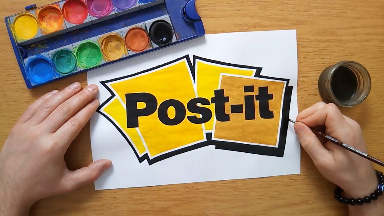 How to draw the Post-it logo - YouTube