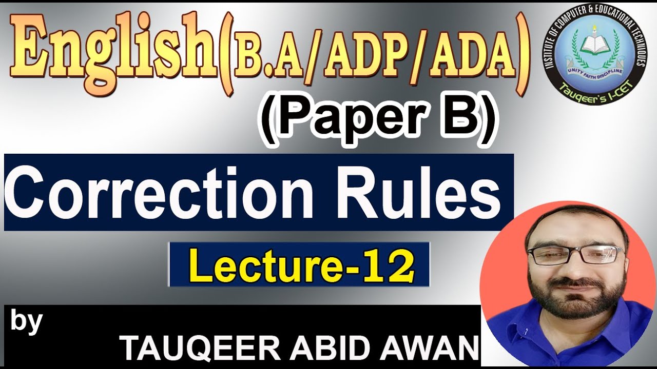 BA English Correction Rules- Lecture-12 | Correction of Sentences - YouTube