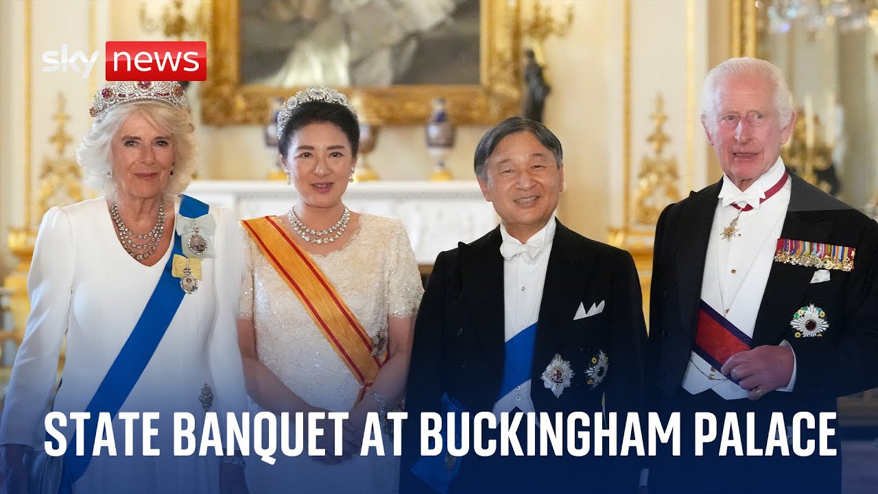 King and Queen welcome Japanese Emperor and Empress to state banquet ...