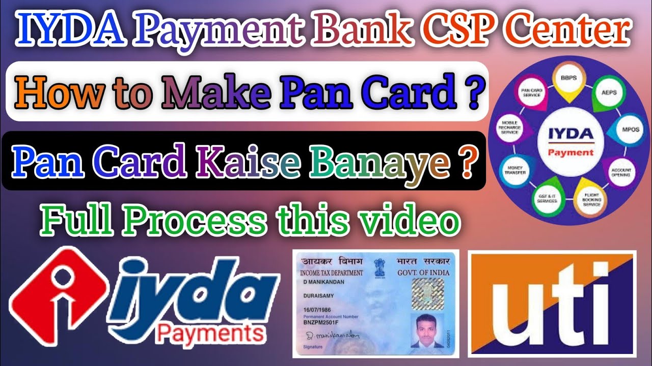 IYDA Payment Bank से Pan card kaise banaye full Process Step By Step ...