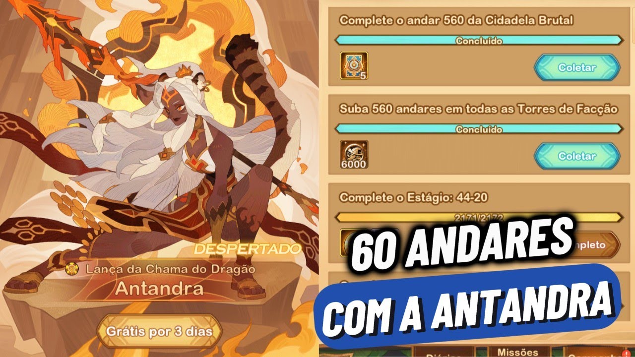 PASSEI TODOS OS ANDARES COM A ANTANDRA AW - AFK ARENA - YouTube