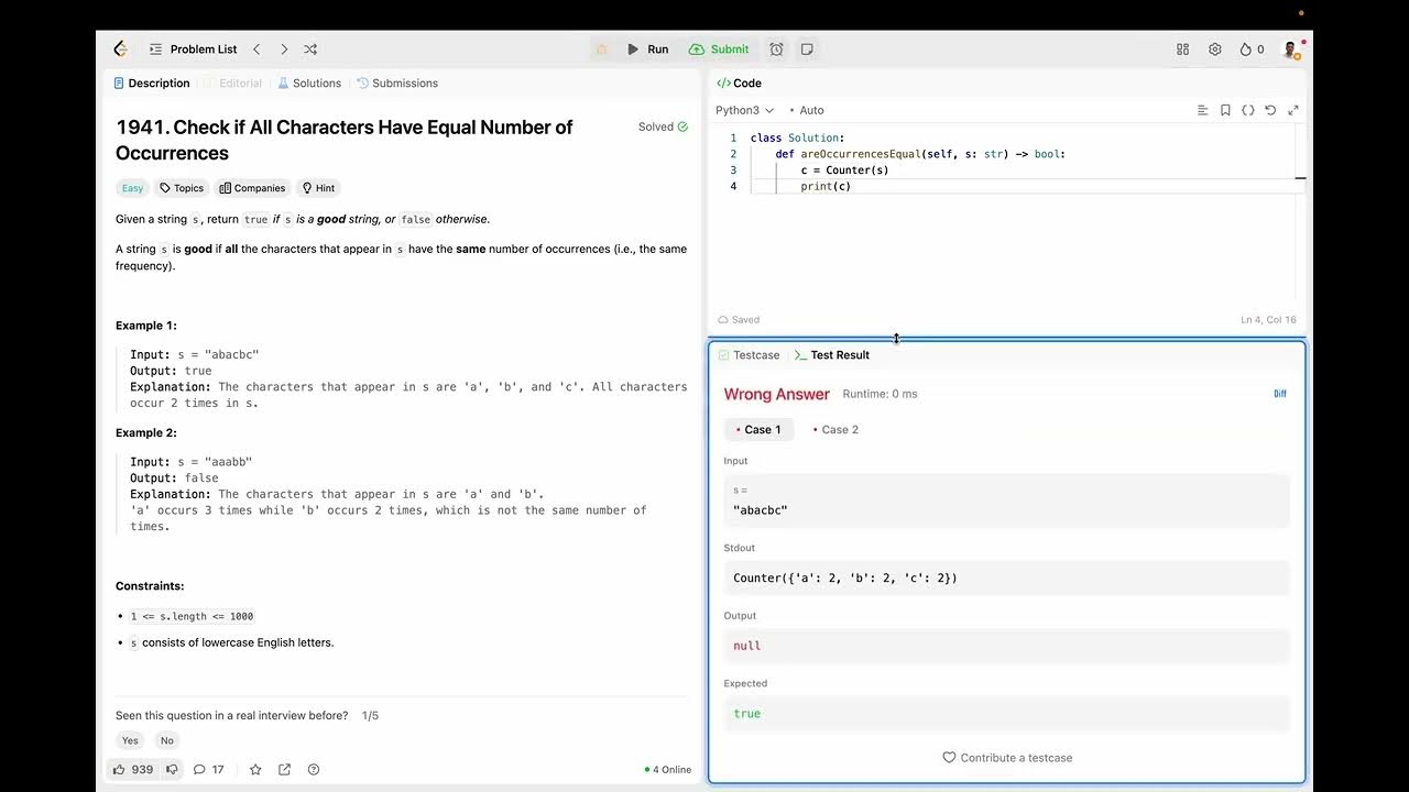 Check If All Characters Have Equal Number Of Occurrences - YouTube