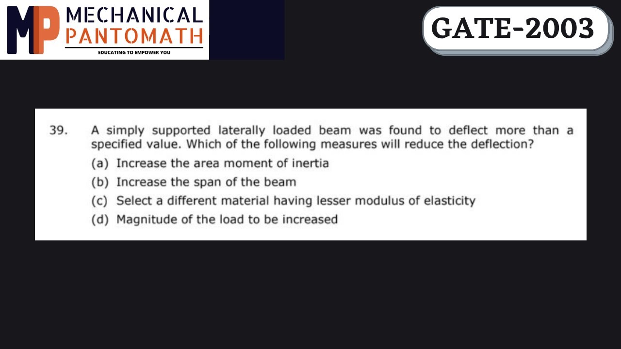 Q-39 | GATE Mechanical-2003 Solved Paper | GATE Mechanical Previous ...