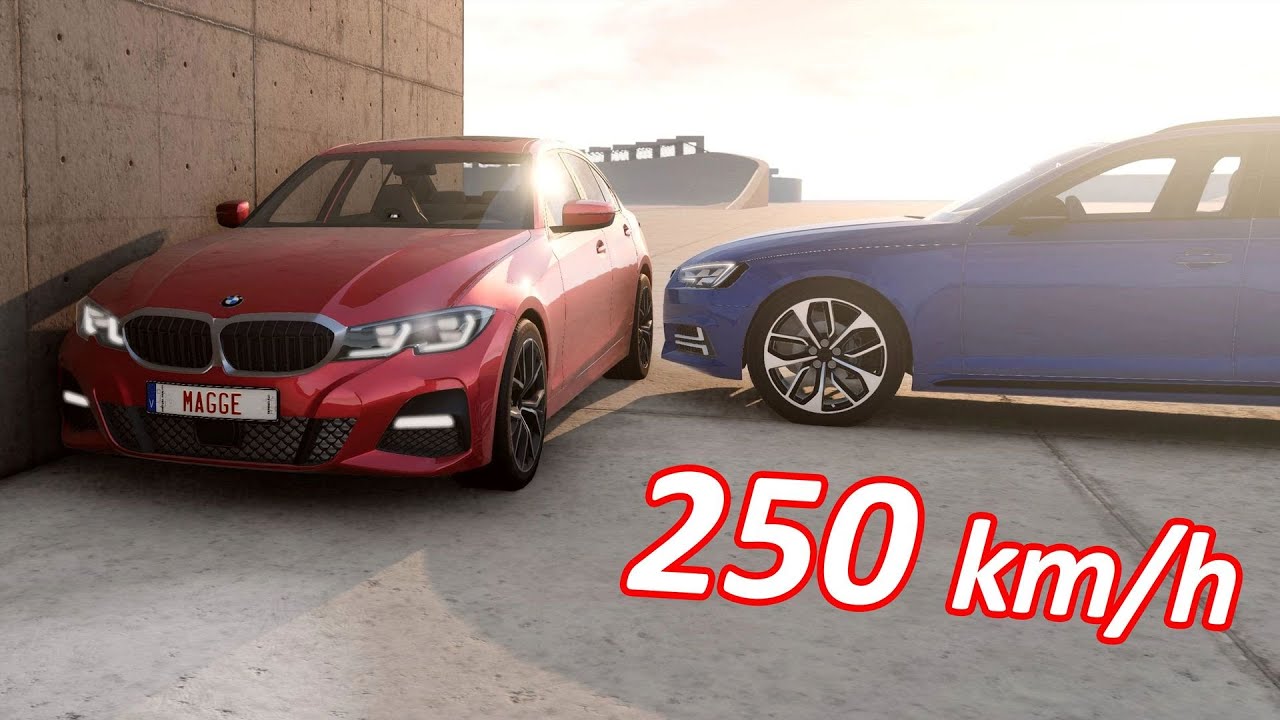 BMW 3 Series G20 vs Audi A4 B9 8W 💥 250 km/h 💥 BeamNG.drive CRASH test ...