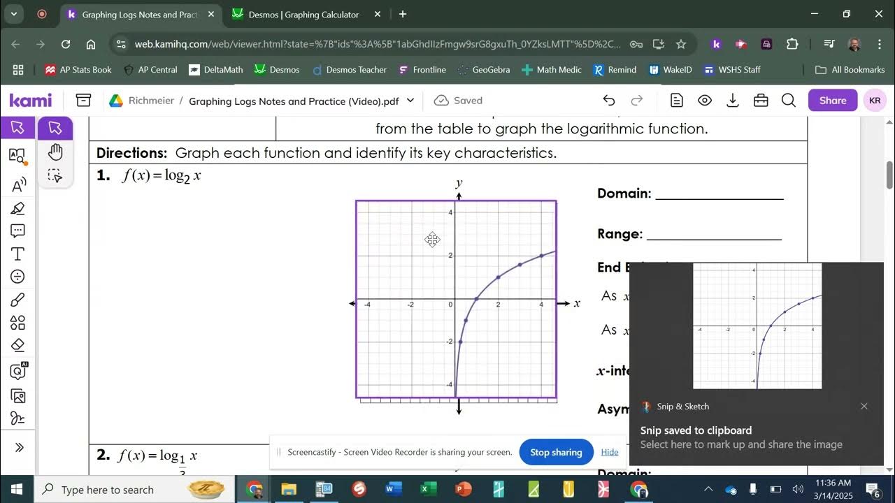 Graphing Logarithmic Functions Using Desmos - YouTube