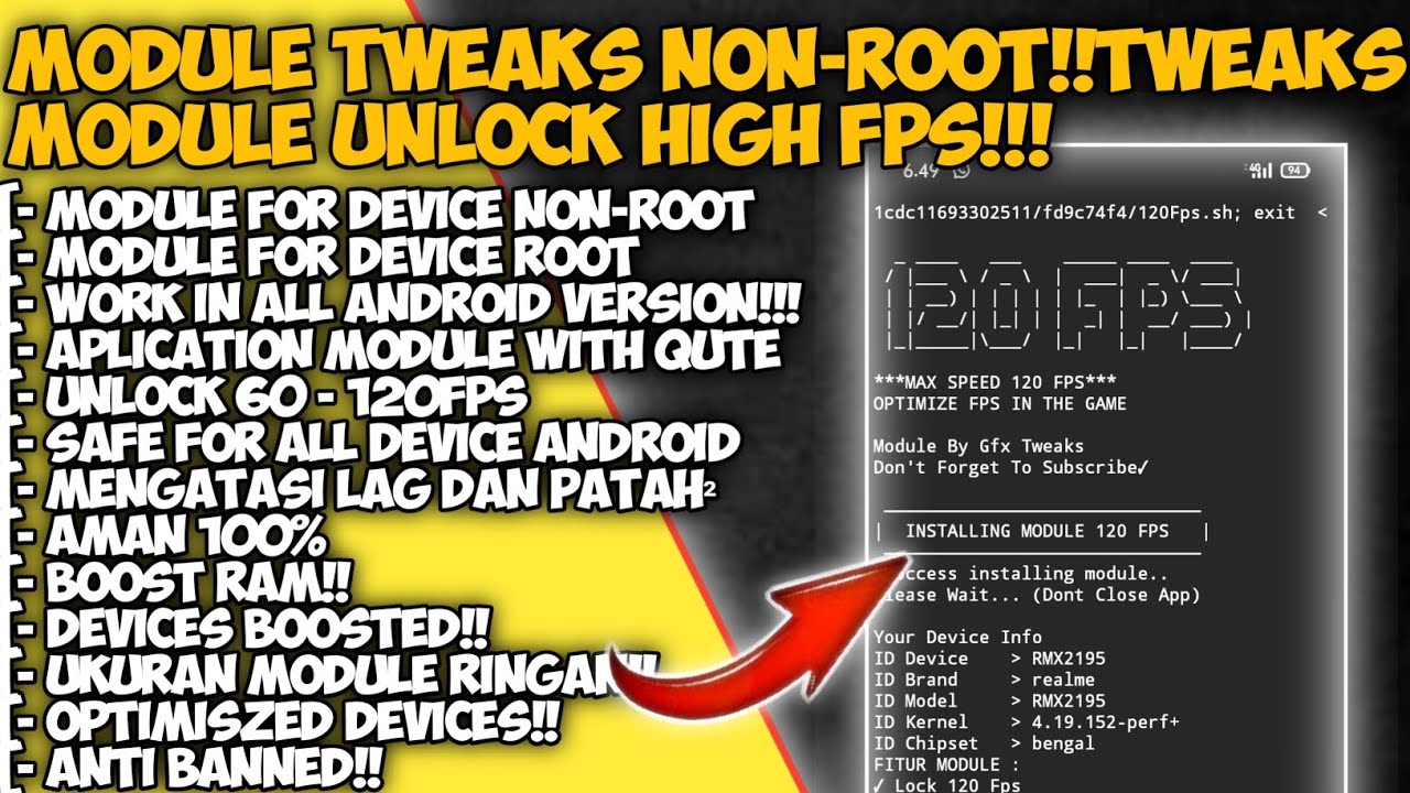 INIKAH TWEAKS MODULE NON-ROOT YG KALIAN CARI²!!!! || UNLOCK HIGH FRAME RATE "120 FPS ONLY ...