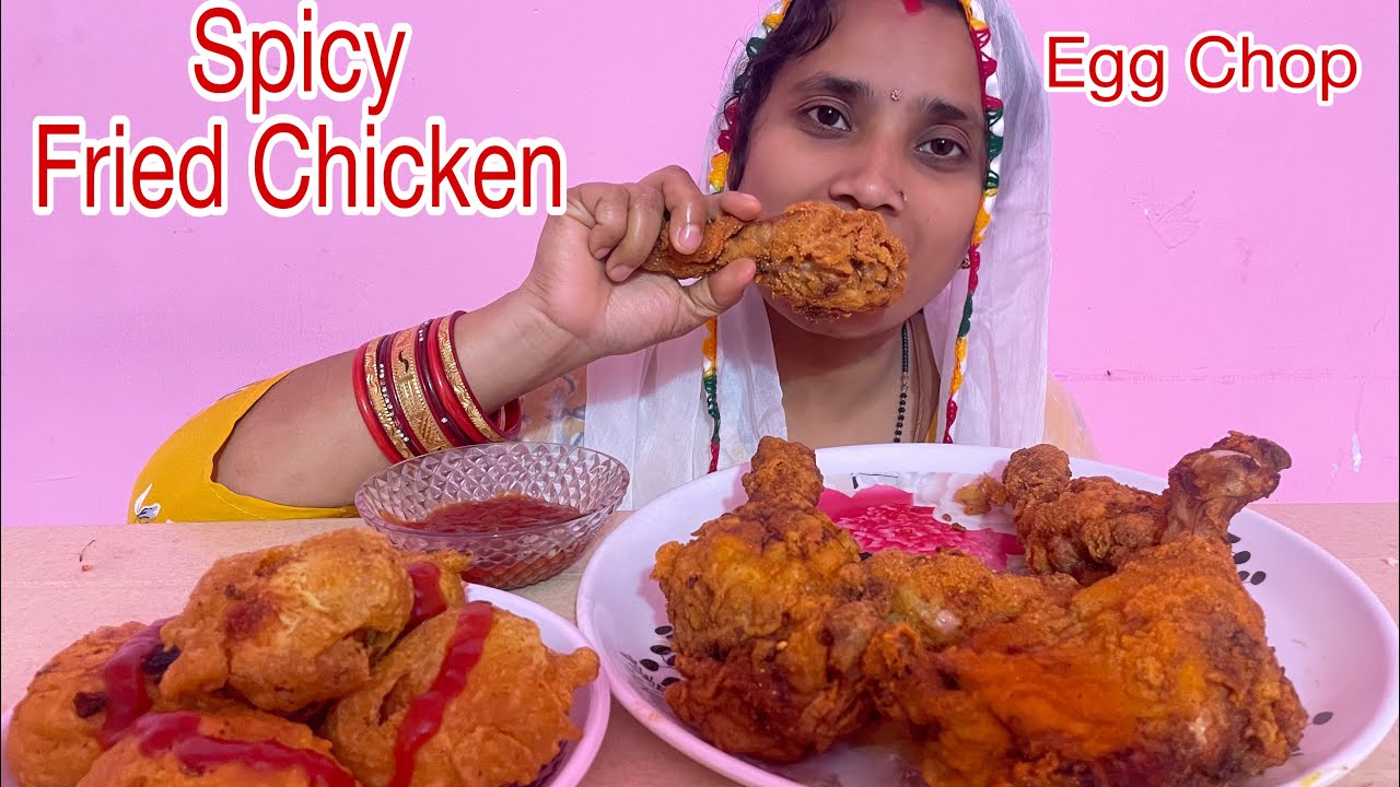 KGF STYLE FRIED CHICKEN LEG PIECE🔥WITH EGG CHOP ASMR EATING MUKBANG ...