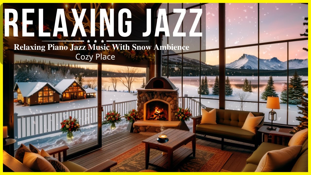 Smooth Jazz Music & Crackling Fireplace ☕ Cozy Place - Relaxing Piano ...