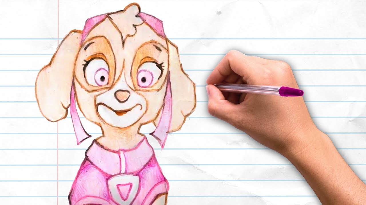 Let's Draw Skye | Paw Patrol Drawing Tutorial | Pocket Preschool - YouTube