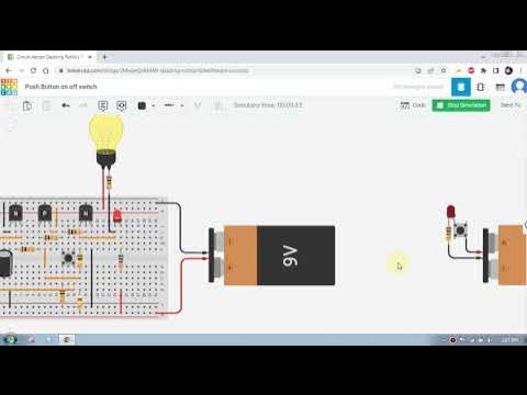Using push button as a toggle switch, circuit design in Tinkercad - YouTube
