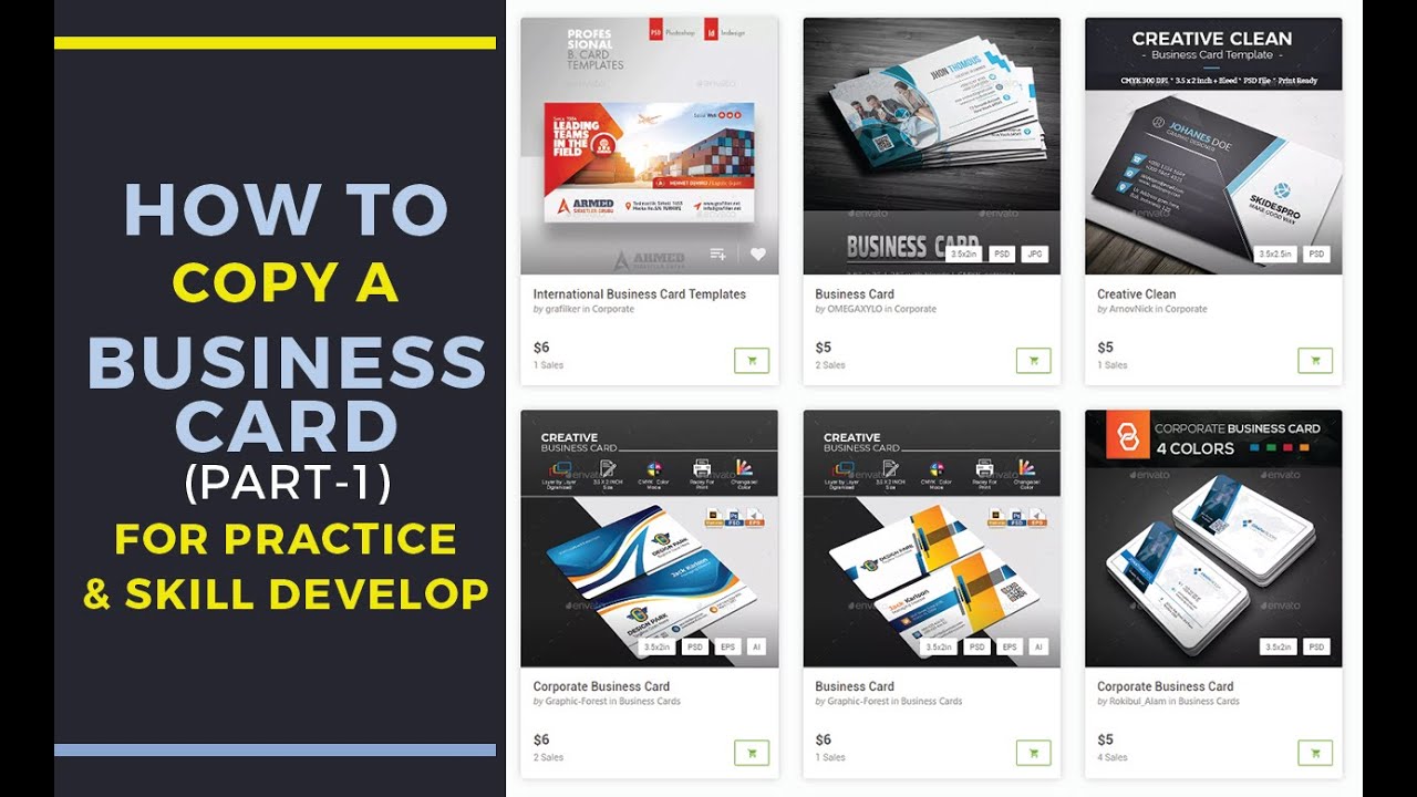 How To Copy A Business Card For Practice And Skill Develop (Part-1 ...