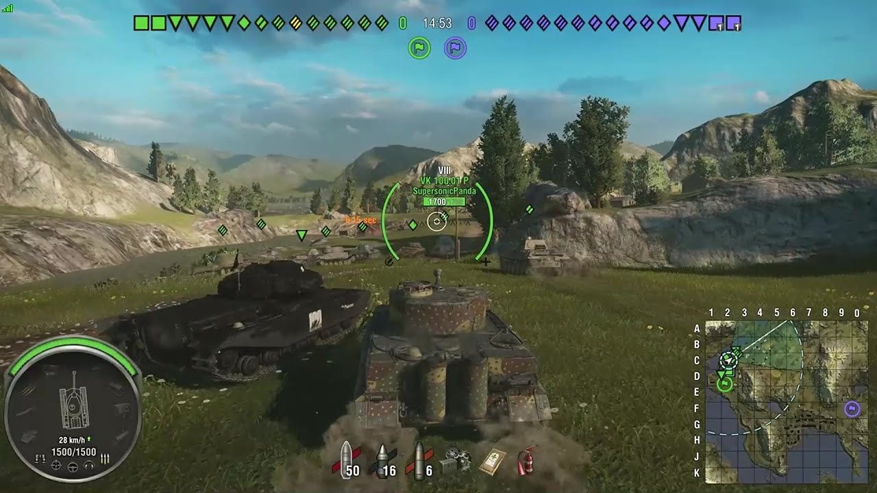 WoT Console Tiger 1 Fjords - bottom tier assisted damage - YouTube