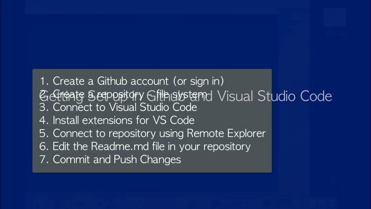 Github Account and Repository Creation, Visual Studio Code Set up and Connected - YouTube