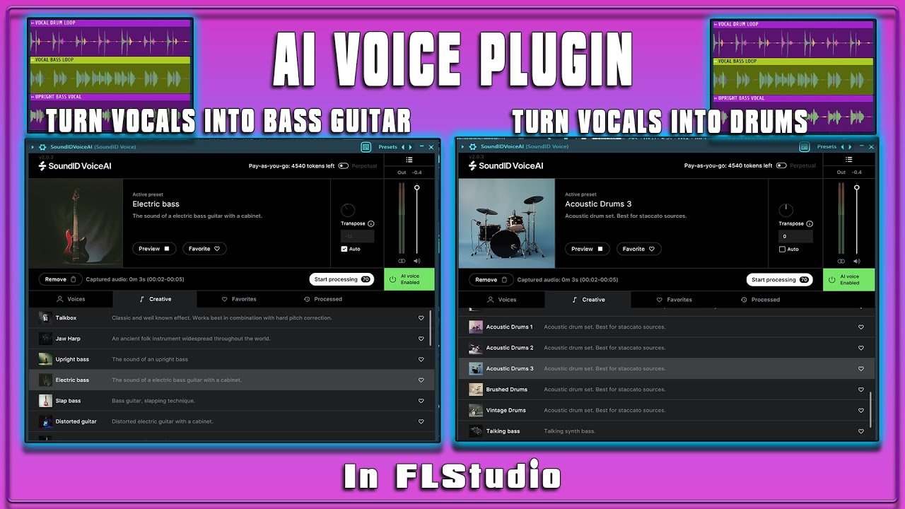 AI Voice Plugin Turn Vocals Into Bass Guitar Turn Vocals Into Drums. # ...