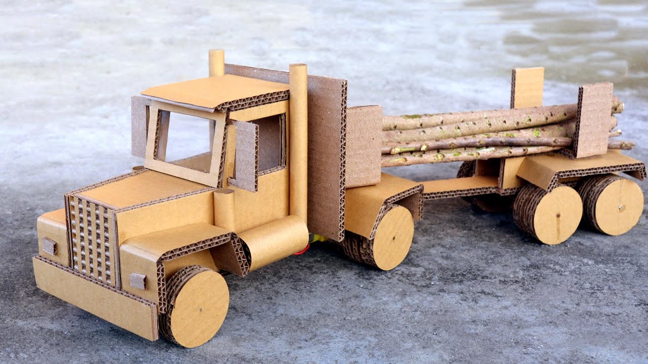 Amazing : How to make a logging truck from cardboard / DIY at home ...