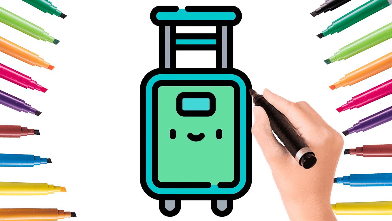 💼 How to draw a cute suitcase? Easily and simply! A drawing for kids ...