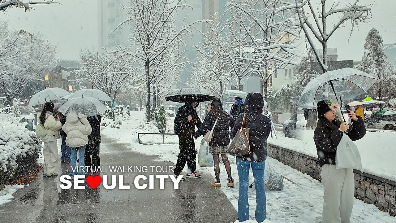 [Full Version] Snowy Scenic Walk in Seoul, Hongdae, Yeonnam-dong ...