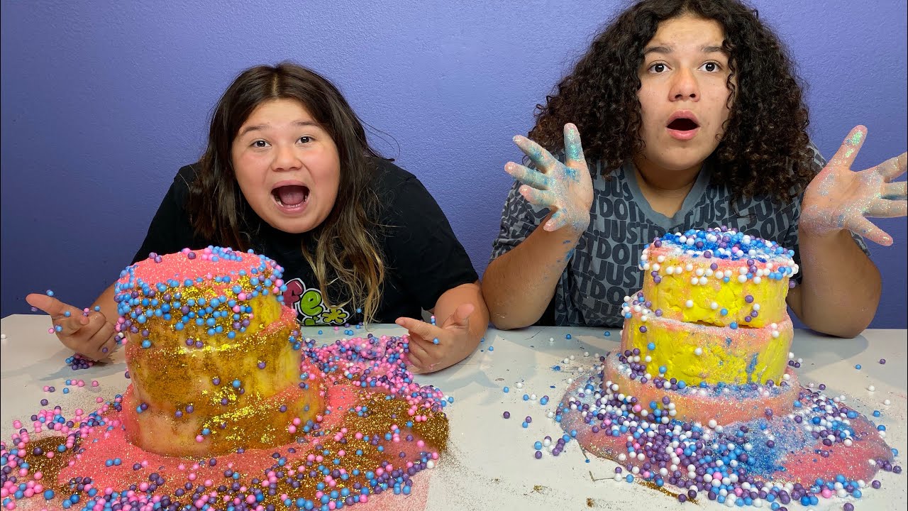 Who can make the best slime cake challenge - YouTube