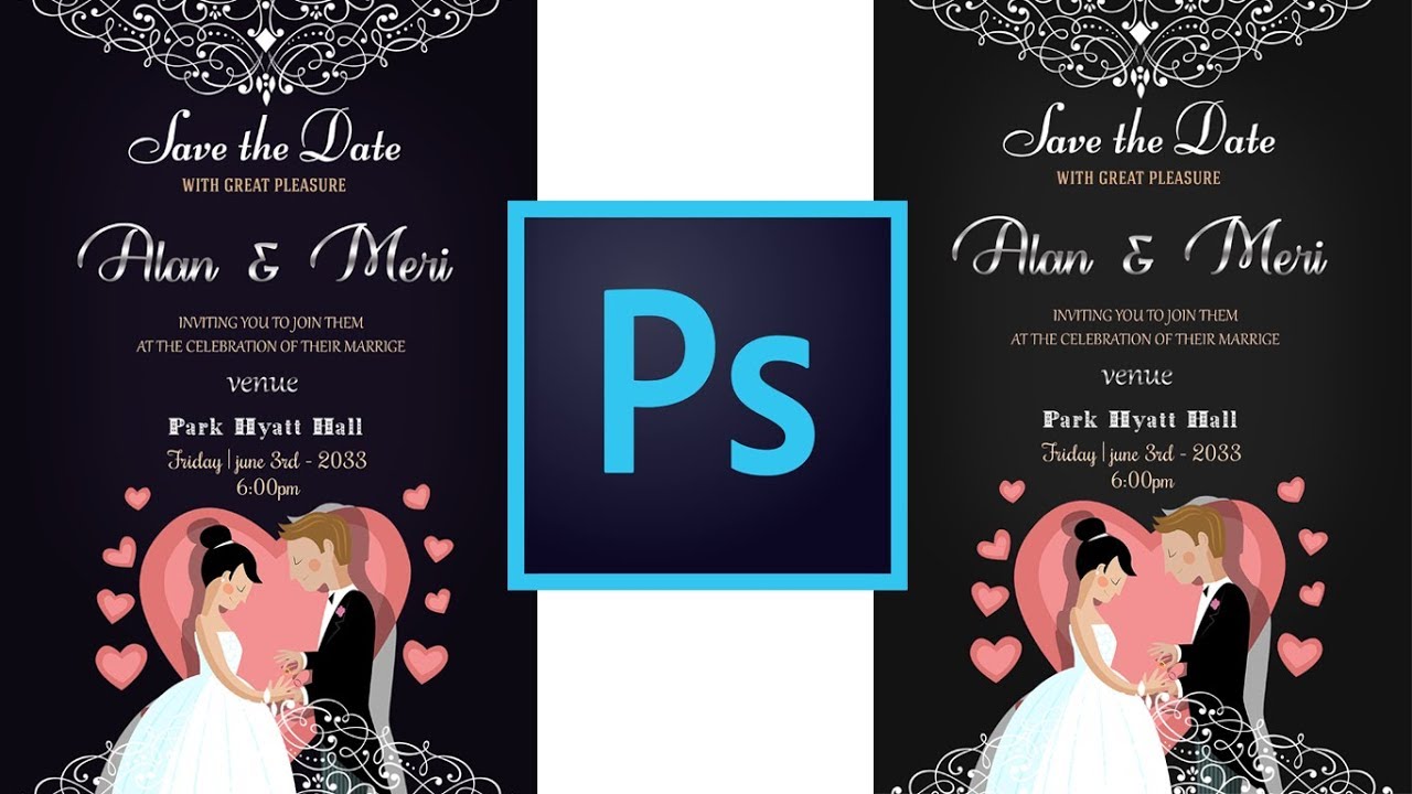 Creating professional wedding invitation with Adobe Photoshop | Studio ...