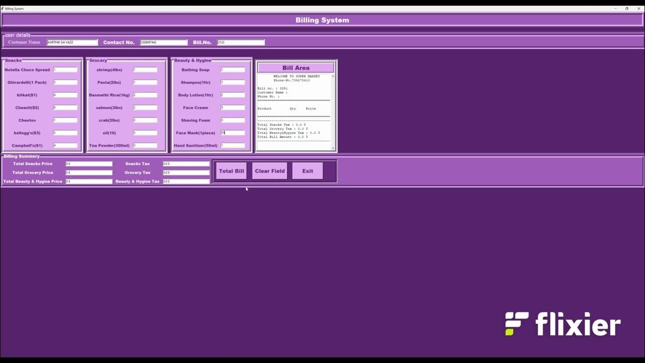 Billing system(mini project) in python - YouTube