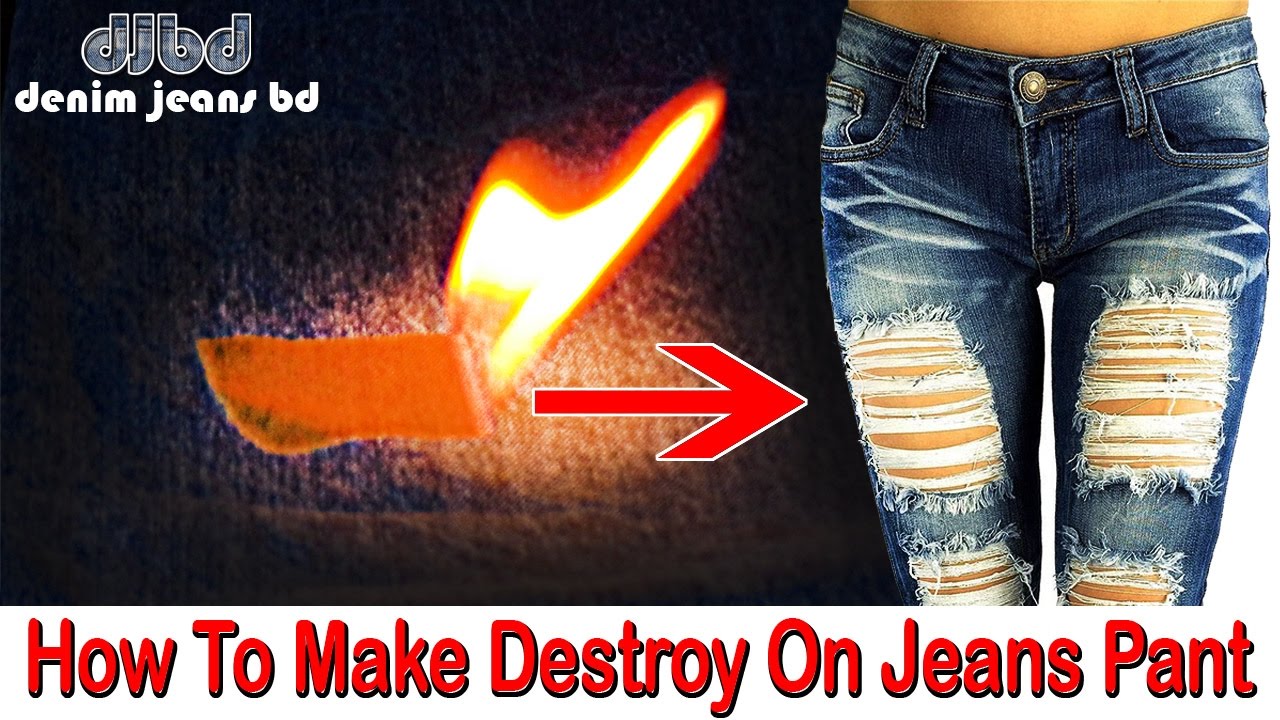 How to make destroy on jeans pant - YouTube