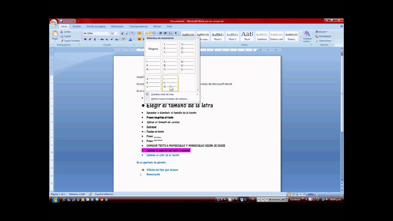 Tutorial de Microsoft Word. Barra de inicio. - YouTube