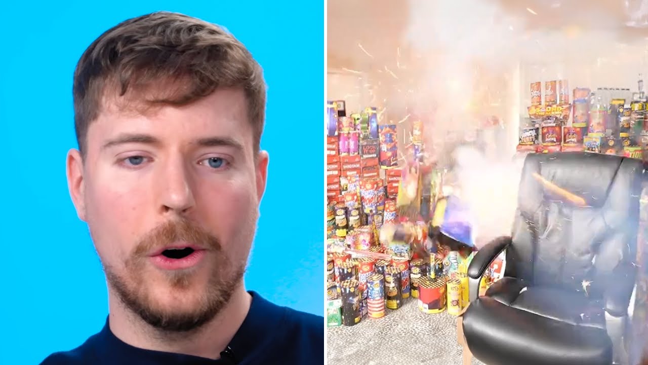 Mr Beast REACTS to Kai Cenat's Room Being BLOWN UP By Fireworks During ...