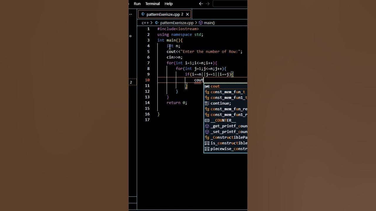 hollow triangle in c++ language|| #shorts #shortvideo #triangle #like #programming - YouTube