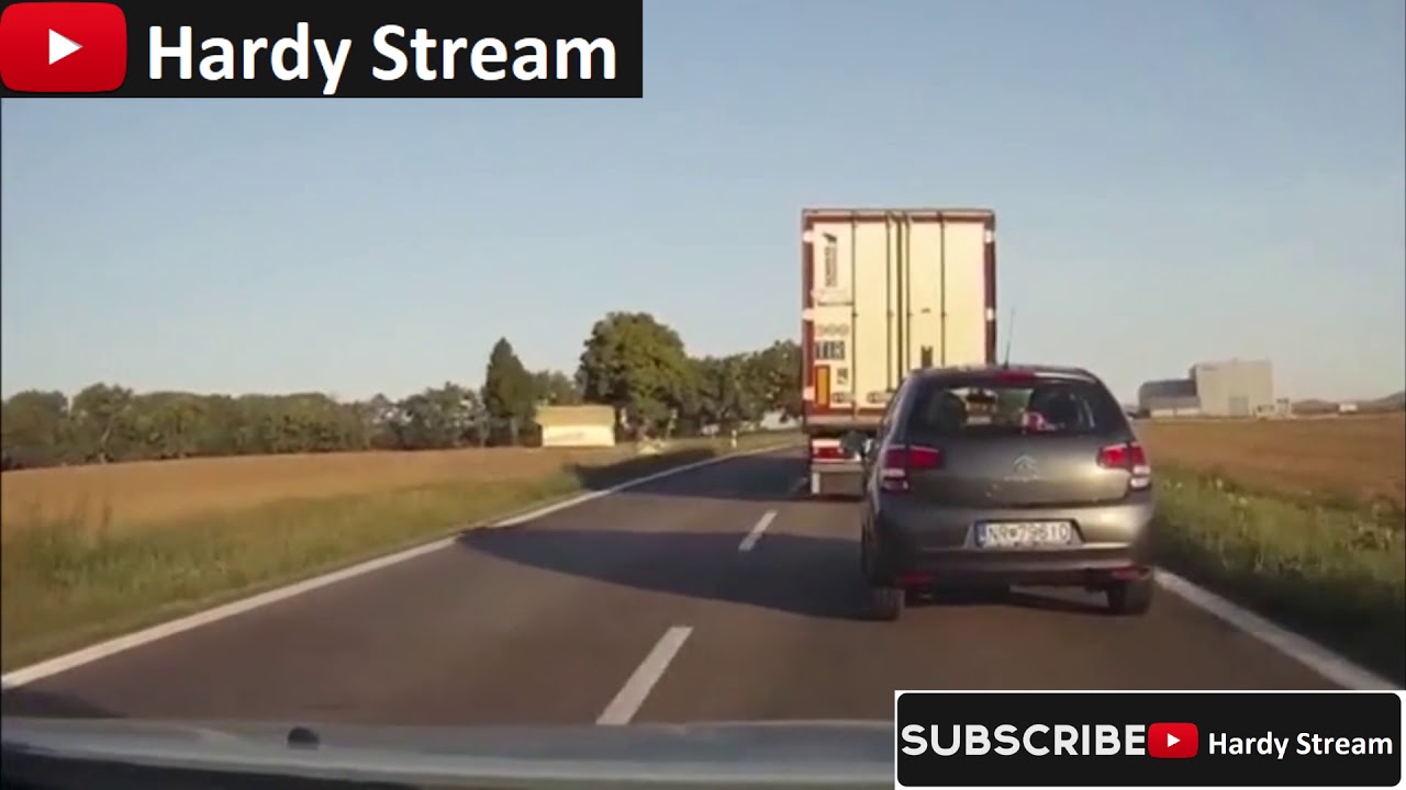 Driver and her dangerous overtaking maneuver / Dangerous truck ...