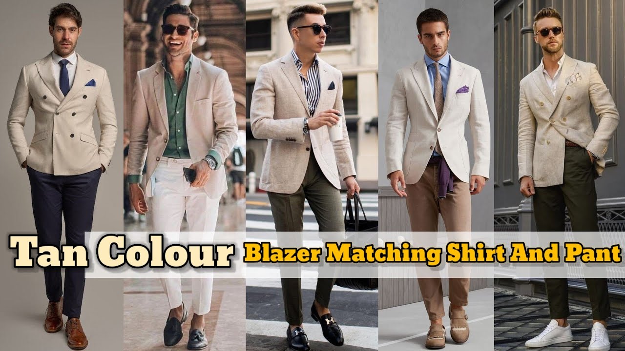 Tan Colour Blazer Matching Shirt And Pant | Tan Blazer Combination ...