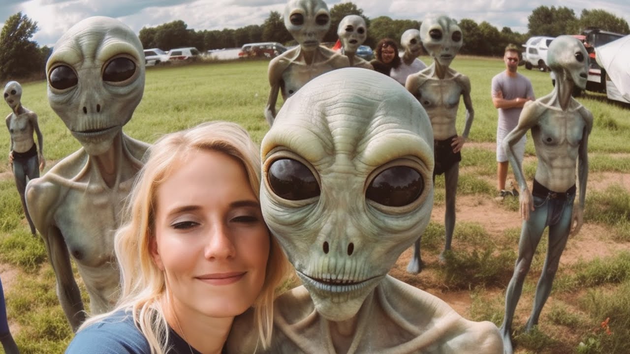 I asked AI to draw People taking selfie with ALIENS . AI ART. - YouTube