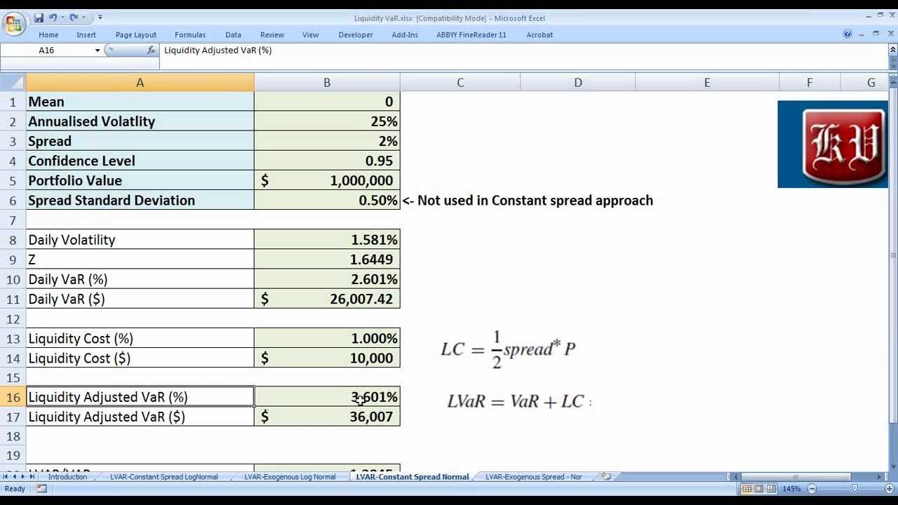 FRM Part 2 Liquidity Adjusted VaR Computation - YouTube