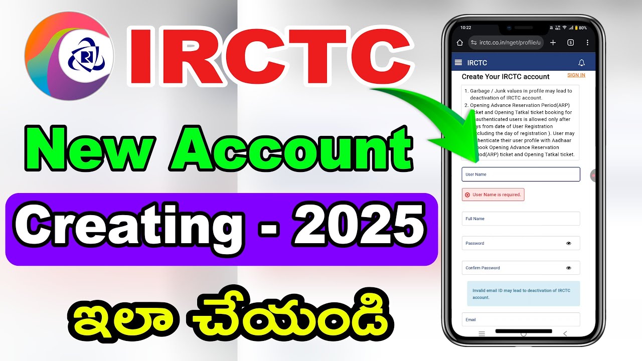 How To Create Login Account in IRCTC Mobile App | Create IRCTC User Id ...