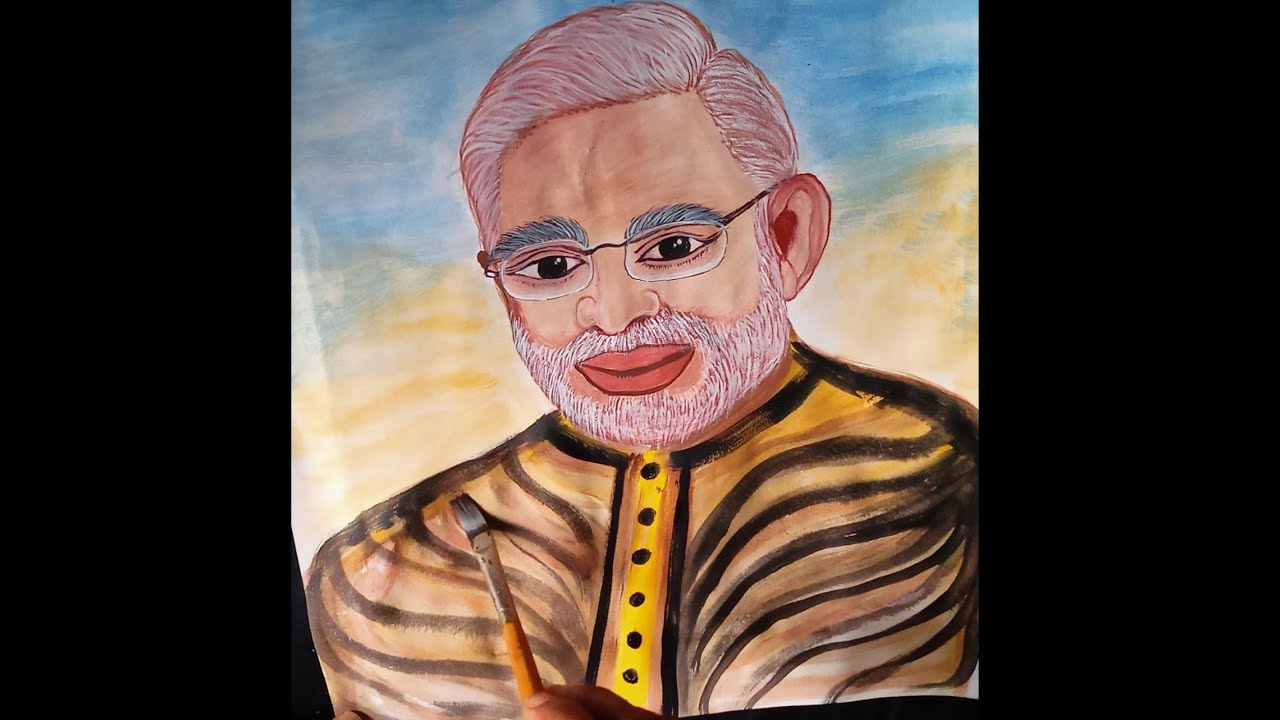 how to draw pm Narendra Modi ji step by step full portrait - YouTube