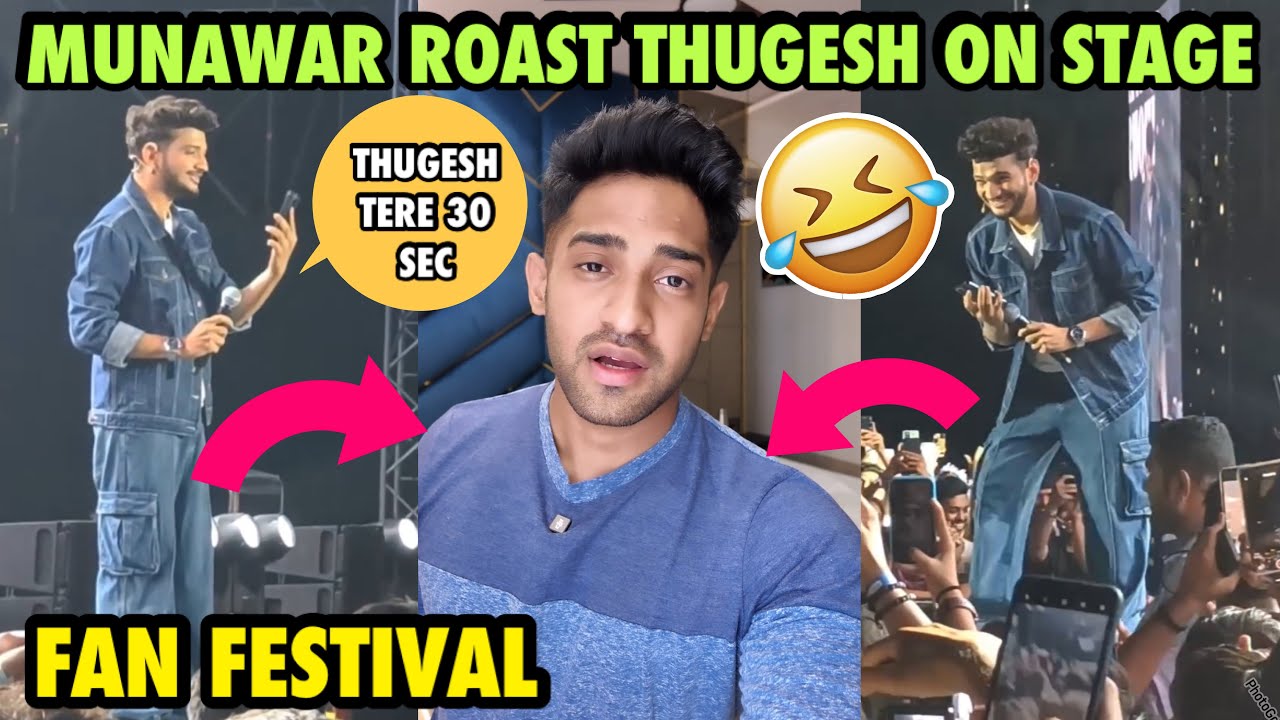 Munawar faruqui Roast Thugesh on stage at social nation event - YouTube